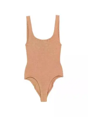 Hunza G Crinkle-effect Swimsuit - Brown