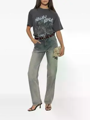 ANINE BING Cade Graphic-print T-shirt - Grey