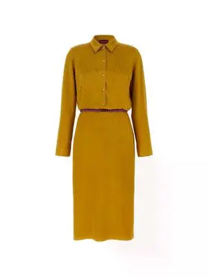 Gucci Gg Jacquard Belted Dress - Yellow