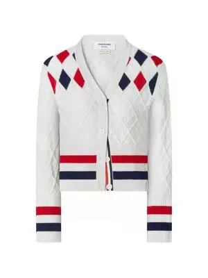 Thom Browne Argyle-pattern Cardigan - White
