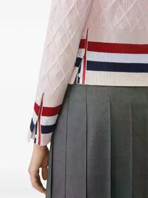 Thom Browne Argyle Pattern Cardigan - White