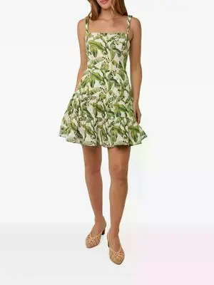 PALM. NOOSA Riviera Palm-print Tiered Dress - Neutrals