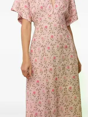 PALM. NOOSA Luxembourg Tile Floral-print V-neck Dress - Pink