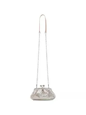 Max Mara Crystal-embellished Leather Clutch Bag - Grey