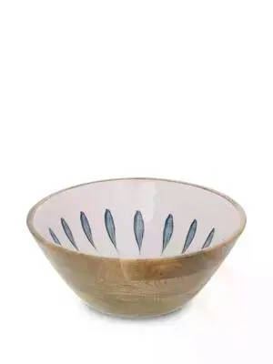 J-LINE Fish-print Wooden Bowl - Brown