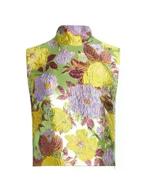 Elie Saab Floral-brocade High-neck Top