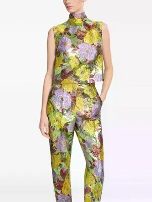 Elie Saab Floral-brocade High-neck Top