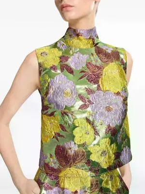 Elie Saab Floral-brocade High-neck Top