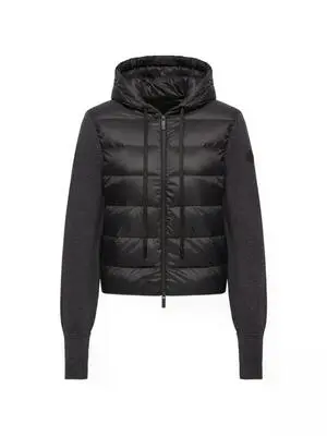 Moncler Quilted Panel Hooded Cardigan - Grey