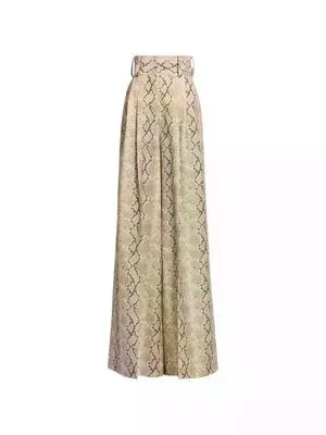 Elie Saab Python-print Virgin-wool Trousers - Neutrals