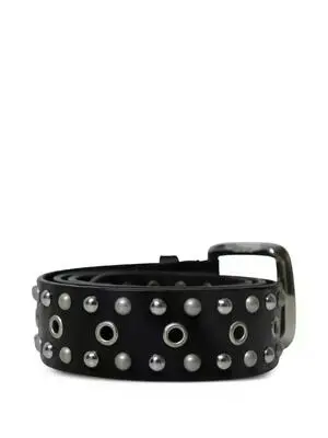 ISABEL MARANT VINTAGE Embellished Leather Belt - Black