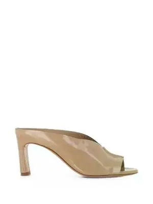 DEL CARLO Patent Leather Block Heel Sandals