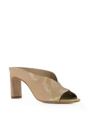 DEL CARLO Patent Leather Block Heel Sandals
