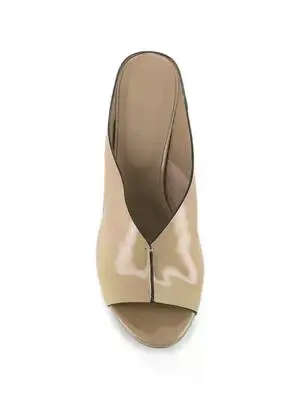 DEL CARLO Patent Leather Block Heel Sandals