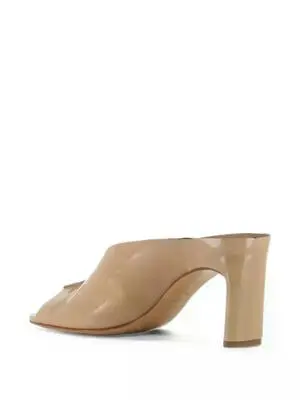 DEL CARLO Patent Leather Block Heel Sandals