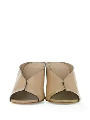 DEL CARLO Patent Leather Block Heel Sandals