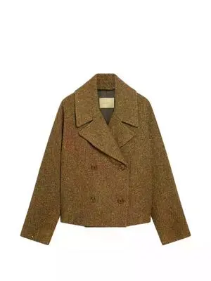 Momoni Ketil Herringbone Double-breasted Coat - Yellow
