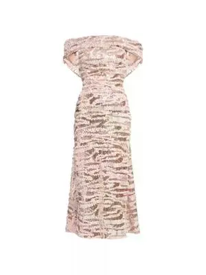 Elie Saab Sequin Embellished Ruffled Midi Dress