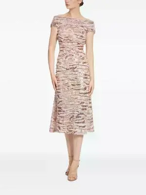 Elie Saab Sequin Embellished Ruffled Midi Dress