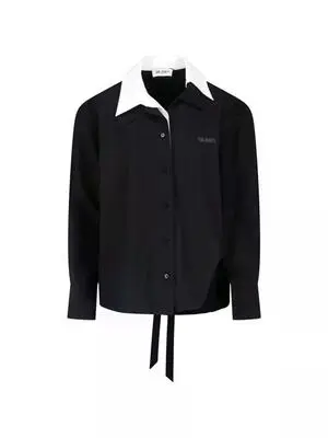 Attico Long Sleeve Shirt With Tie Detail - Black