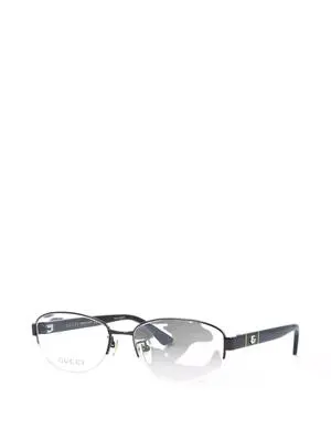 Gucci Logo-plaque Round-frame Glasses - Brown