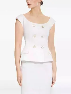 Elie Saab Double-breasted Piqué Blouse