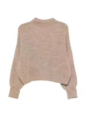Closed Ribbed-knit Mock-neck Sweater - Neutrals