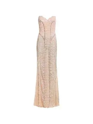 Elie Saab Bead-embroidered Strapless Maxi Dress - Neutrals