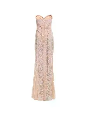 Elie Saab Bead-embroidered Strapless Maxi Dress