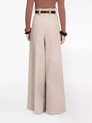 Elie Saab Pleated Canvas Palazzo Pants
