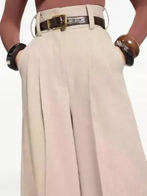 Elie Saab Pleated Canvas Palazzo Pants