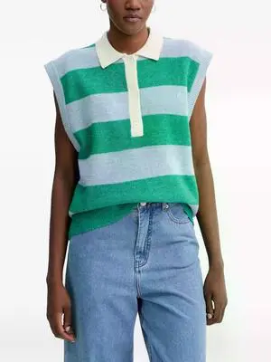 Munthe Striped Sleeveless Polo-collar Sweater