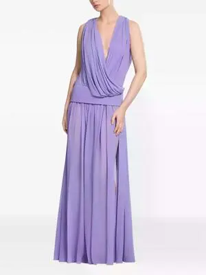 Elie Saab Draped Silk Maxi Dress