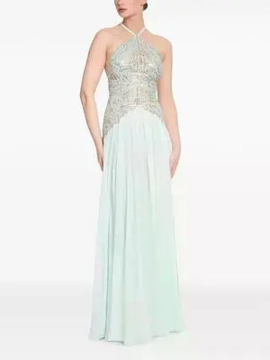 Elie Saab Halter-neck Maxi Dress - Green