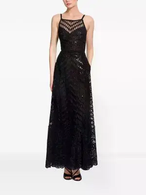 Elie Saab Sequin-embroidered Lace-overlay Maxi Dress - Black
