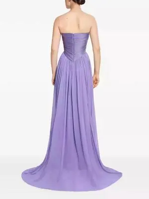 Elie Saab Ruched Strapless Maxi Dress