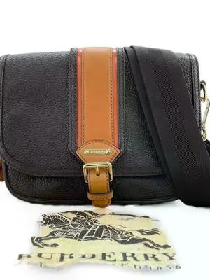 Burberry 1990-2000s Striped Buckled Shoulder Bag