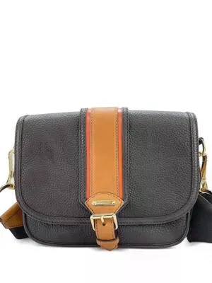Burberry Striped Buckled Shoulder Bag - Brown