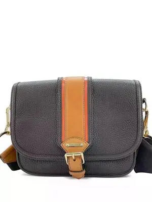 Burberry Striped Buckled Shoulder Bag - Brown