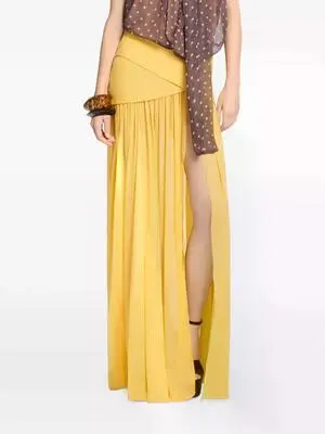 Elie Saab Wrap-effect Pleated Silk Maxi Skirt
