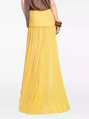 Elie Saab Wrap-effect Pleated Silk Maxi Skirt