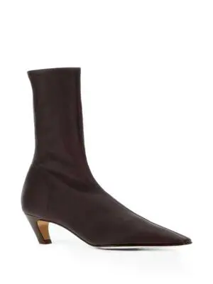 Khaite Arizona Leather Ankle Boots - Red