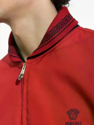 Versace Zip-up Bomber Jacket With Greca Trim