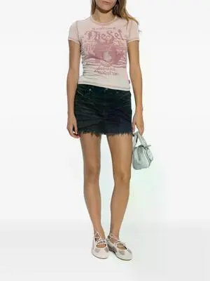DIESEL® Faded Frayed-hem Midi Skirt