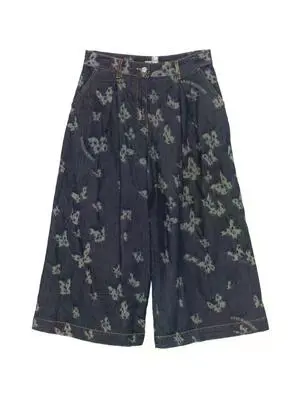 Moschino Butterfly Print Cropped Jeans