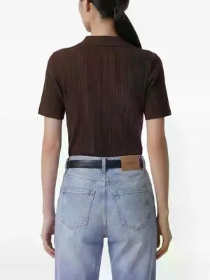 Sporty & Rich Logo-embroidered Ribbed Knit Polo Shirt