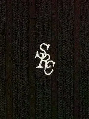 Sporty & Rich Logo-embroidered Ribbed Knit Polo Shirt