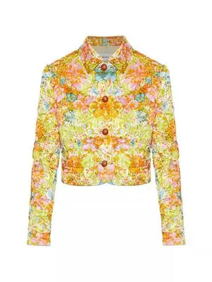 Versace Crinkled Floral-print Jacket - Yellow
