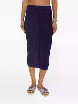 Versace Ribbed-knit Medusa-plaque Midi Skirt