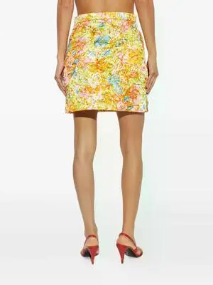 Versace Floral Print Crinkled Mini Skirt